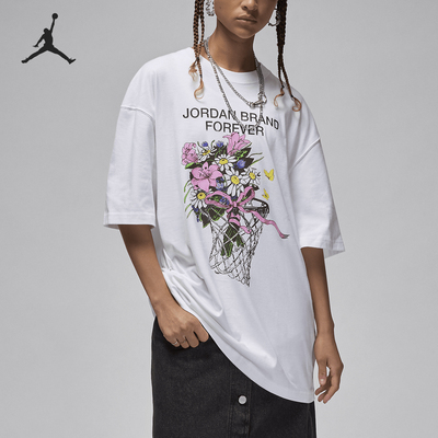 耐克女士时尚花卉字母印花短袖