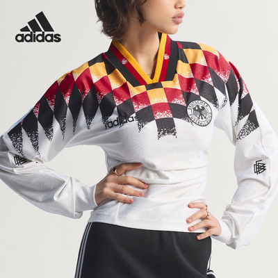 Adidas/阿迪达斯官方正品德国队女士休闲文化运动长袖球衣KE2287
