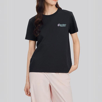Skechers/斯凯奇正品夏季款女士印花简约休闲针织短袖T恤L225W183
