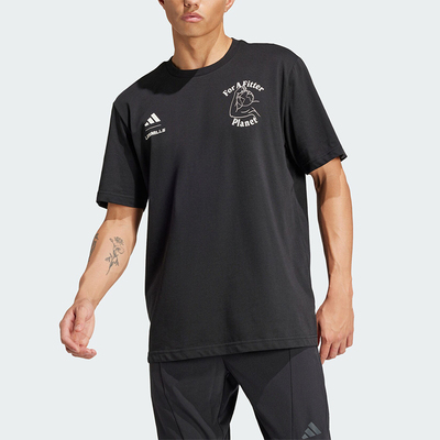 阿迪达斯男士印花健身运动短袖