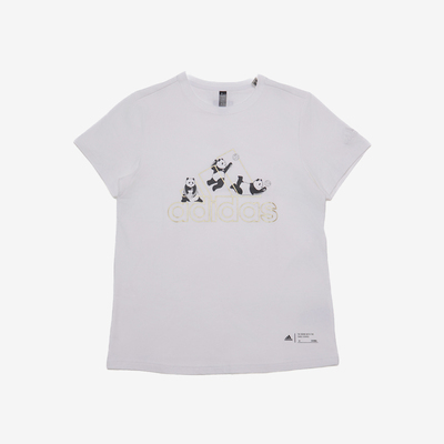 Adidas/阿迪达斯正品2025女士简约圆领透气印花运动短袖T恤KA3439