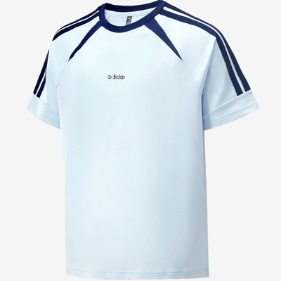 Adidas阿迪达斯正品男款圆领条纹套头运动休闲短袖T恤KY2139