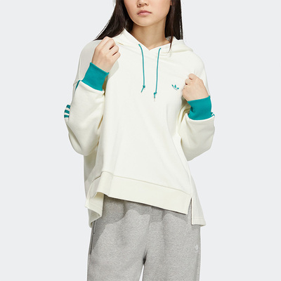 阿迪达斯女休闲抽绳连帽运动卫衣