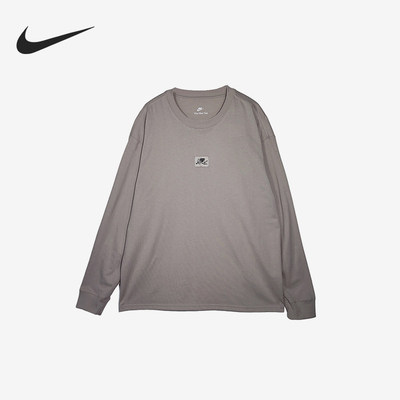 Nike/耐克正品新款男灰色柔软刺绣圆领印花长袖T恤IO9761-236