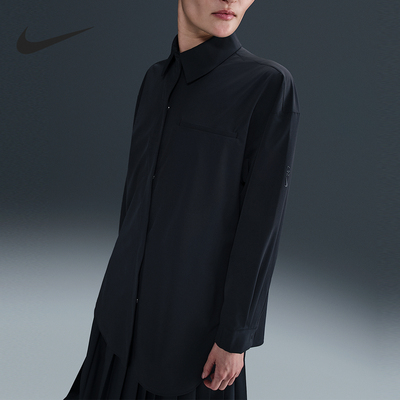Nike/耐克正品2025新款女士时尚简约经典翻领长袖衬衫HQ0237-010