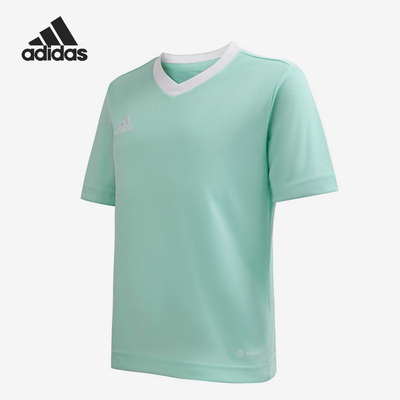阿迪达斯大童V领休闲短袖T恤