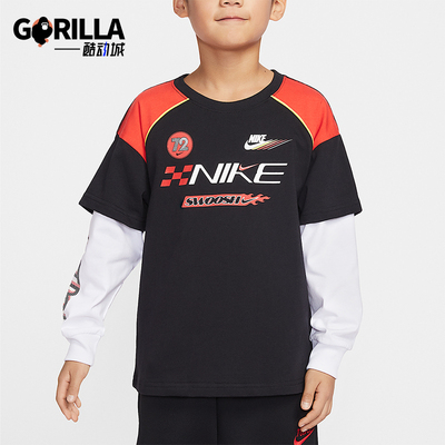 Nike/耐克正品Sportswear小童休闲拼接假两件刺绣上衣IV4743-010