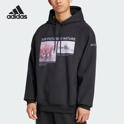 阿迪达斯男女运动印花连帽卫衣
