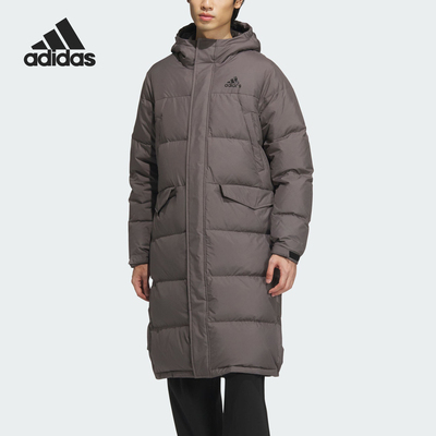 Adidas/阿迪达斯正品新款男女长款保暖防风连帽羽绒服JW6741