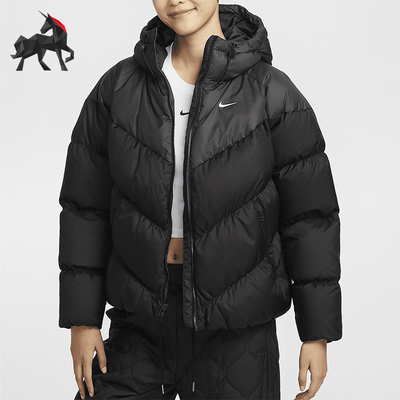 耐克女士保暖连帽宽松羽绒服