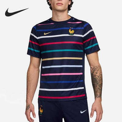 Nike耐克正品FFF Academy Pro透气圆领短袖拼色足球FJ2727-499