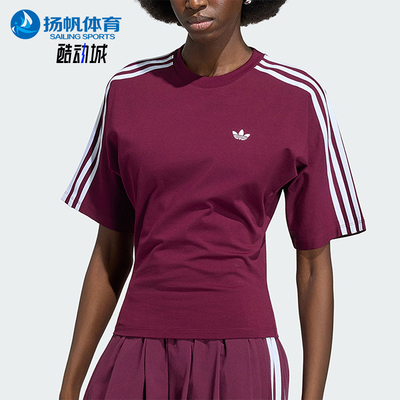 Adidas/阿迪达斯正品三叶草女士经典修身复古时尚短袖T恤KY5092