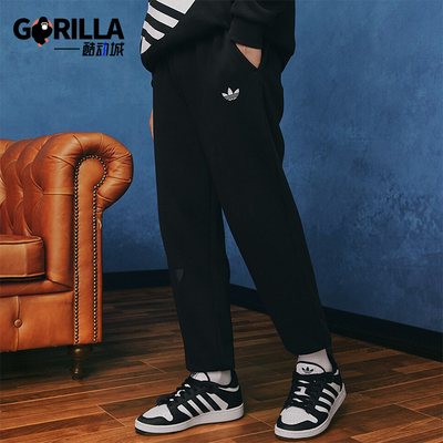 阿迪达斯男女抓绒宽松运动裤