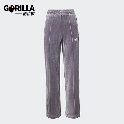 阿迪达斯女士天鹅绒烫钻水钻长裤