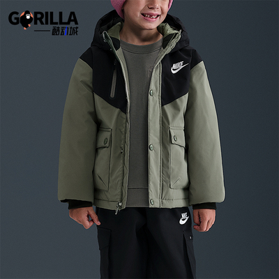 Nike/耐克正品2025冬季小童休闲连帽复古夹克羽绒服IQ9934-320