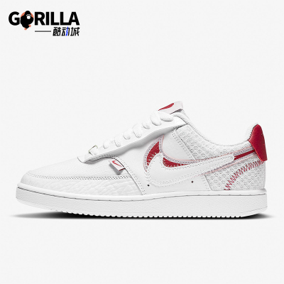 Nike/耐克正品CourtVision1双钩新款女经典白红色板鞋CI7827-100