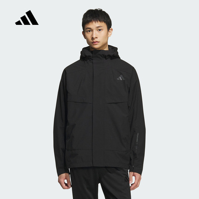 adidas阿迪达斯冬季拒水防风运动休闲连帽外套男梭织夹克 KB7624