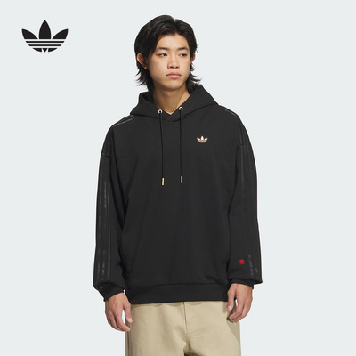 阿迪达斯蛇年新年款情侣针织法式毛圈运动连帽卫衣套头衫 KA0819