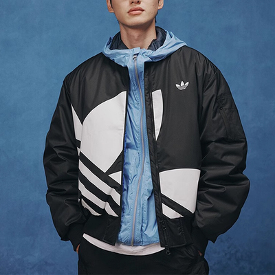 Adidas/阿迪达斯正品三叶草大logo男复古立领运动夹克外套JL8380