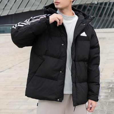 阿迪达斯羽绒服男冬季新款加厚面包三条杠运动美式鸭绒外套JW6732