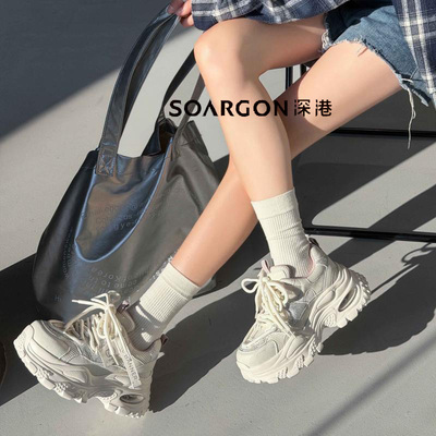 深港专柜2026春季新款厚底系带休闲百搭女士老爹鞋子L1378C89883