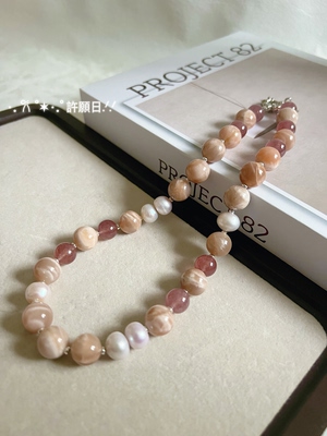 天然巴洛克油画晶石混搭项链