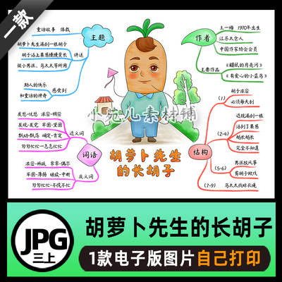 B796三语上胡萝卜先生的长胡子思维导图电子版线稿jpg图片素材