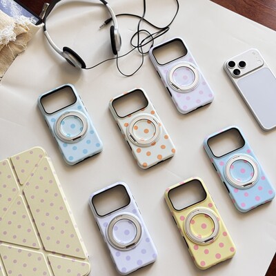 ins风简约波点支架适用于苹果小米17promax手机壳iPhone16华为14plus荣耀13pro12菲林壳二合一x11oppovivo11