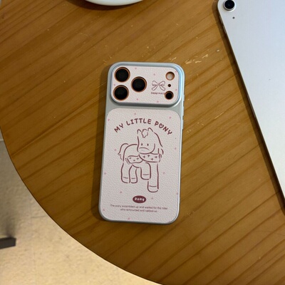 包ai键ins风蝴蝶结小马大视窗适用苹果17手机壳卡通iphone16promax17Pro防摔15Pro皮质14新款1516Pro全包1312