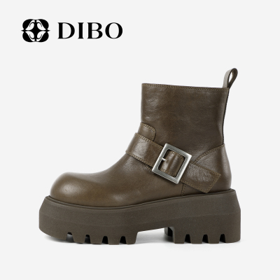 DIBO碲铂商场同款真皮加绒短靴女