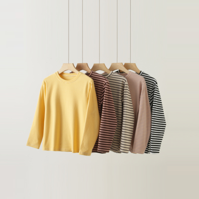 3037儿童新品亲秋款舒适保暖条纹T恤打底