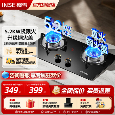 樱雪燃气灶Q2319液化天然气灶具家用厨房国补以旧换新嵌入式双灶