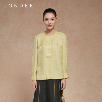 Londee/龙笛新中式高级感内搭提花长袖衬衫圆领上衣日常款5T22290