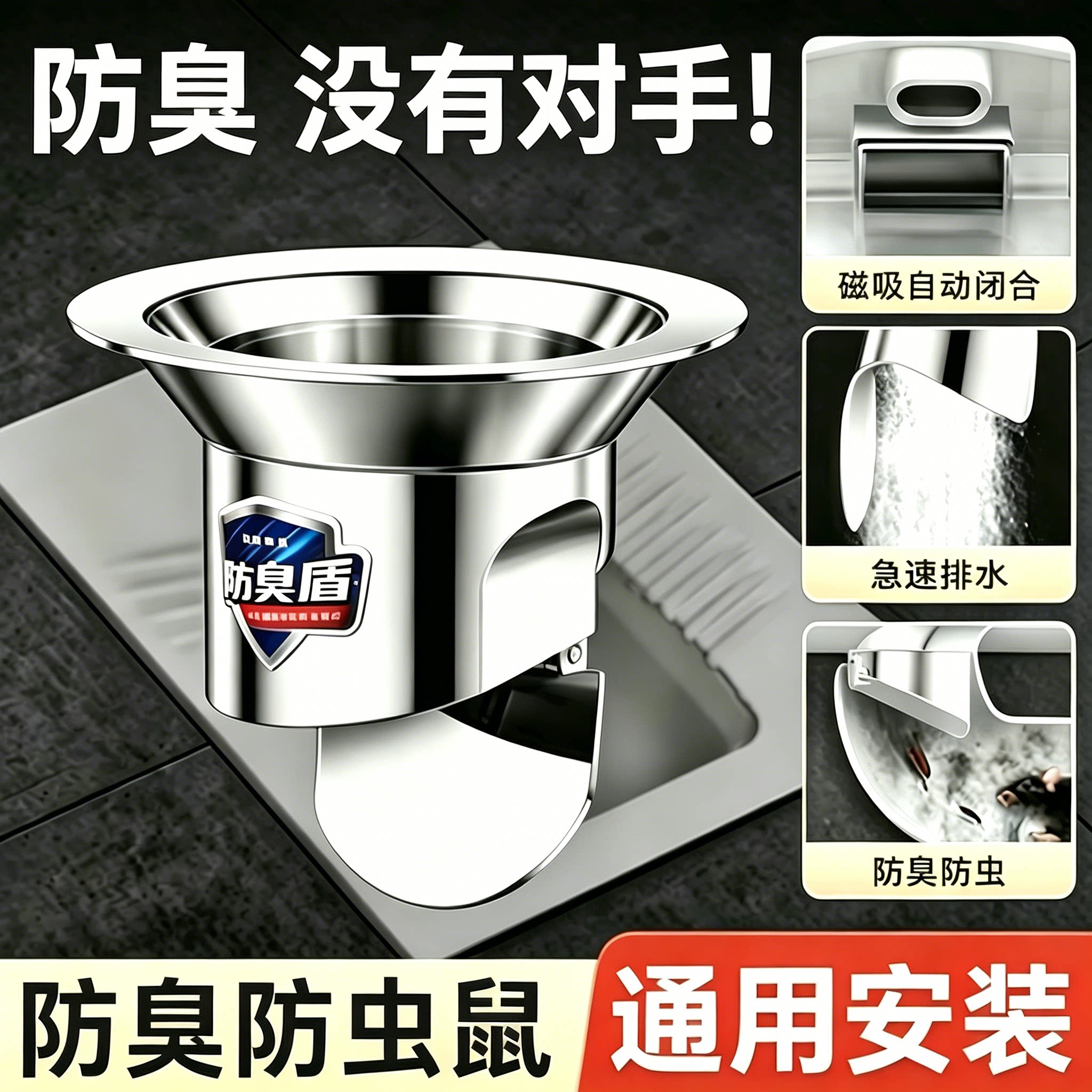 家用厕所蹲便池防臭器盖板通用尺寸蹲坑堵臭器厕所防异味返水神器