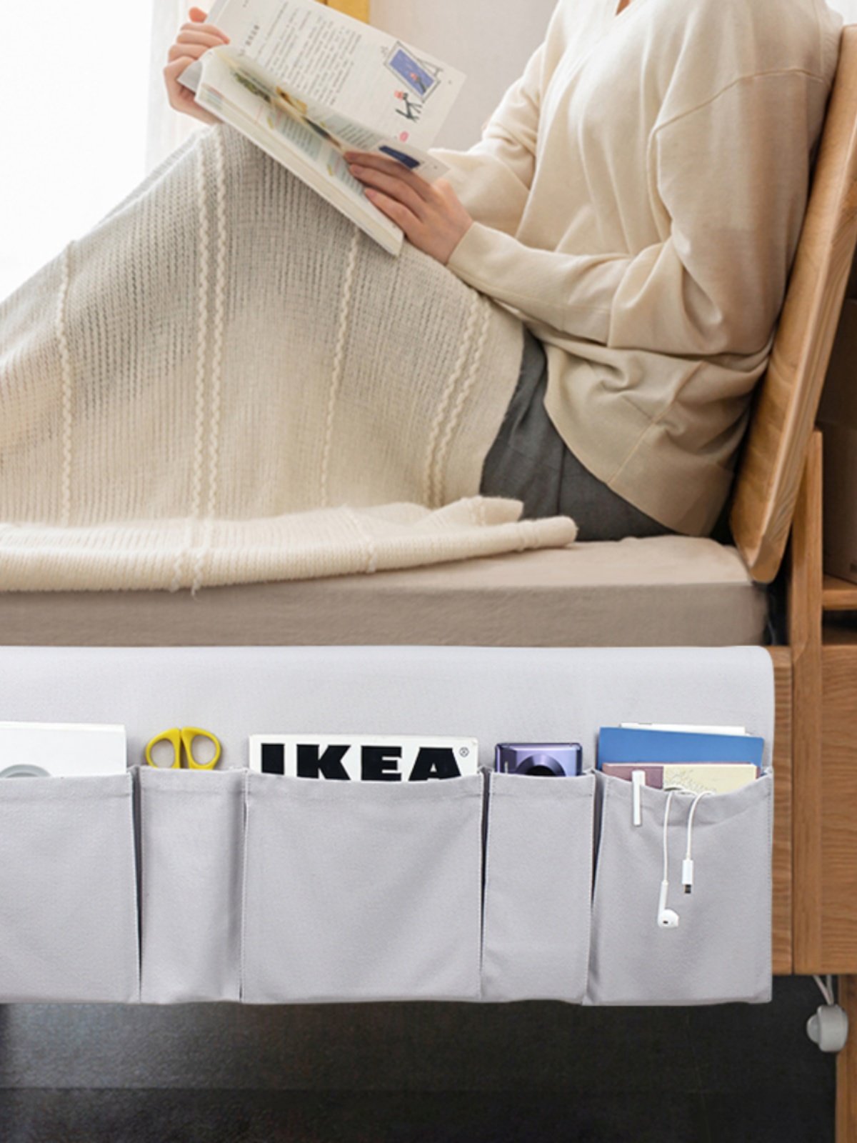 Mattress Side Bedside Debris Remote Control Book Storage Bag Canvas ...
