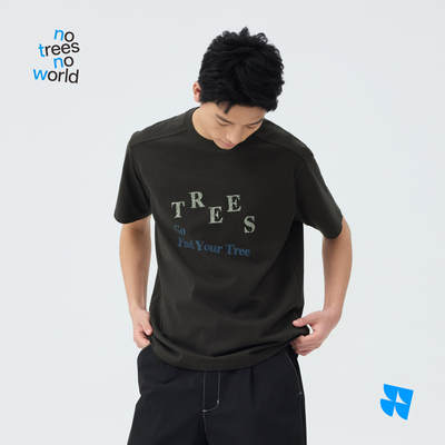 复古斑驳感TREES印花短袖T恤