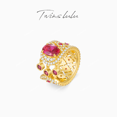 TWINSLULU高级几何红色戒指
