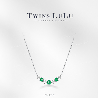 TWINS LULU【青涟】弧形排石绿色圆形项链TSJ12749