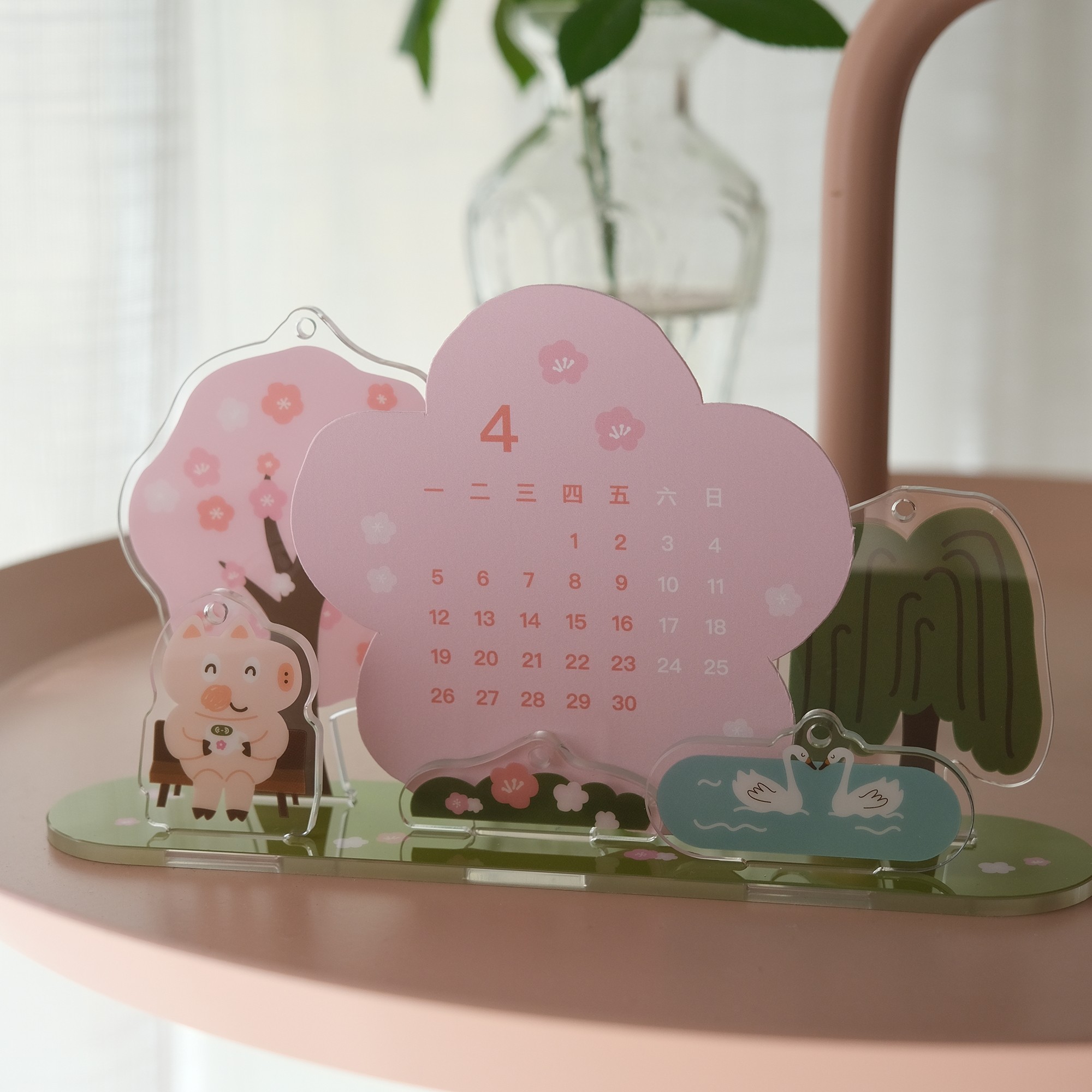 jobbo猪猪牛年2021创意年历套装亚克力桌上摆件原创台历可爱礼品_虎窝淘