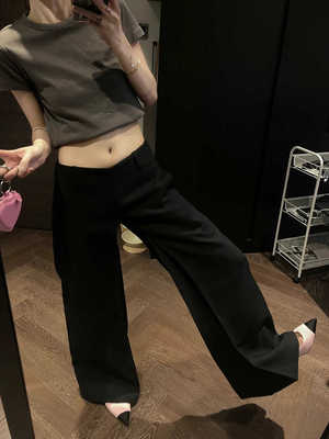 V型阔腿西裤fax长裤阔腿裤拖地