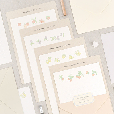 韩国正品DASH AND DOT 清晨花园复古写信告白4张信纸2个信封套装
