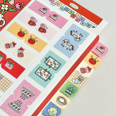 韩国正品OKIKI 可爱小猪绗缝索引手账日记装饰贴纸index sticker