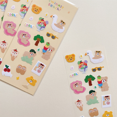 韩国正品malling booth 快乐度假手帐diy装饰贴纸日记素材贴画1张