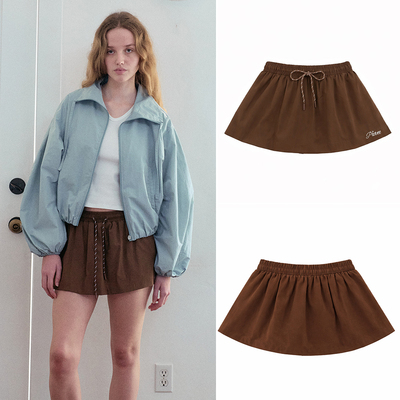 韩国代购Pivvee高尔夫穿搭26年春夏户外运动纯色休闲松紧腰短裙女