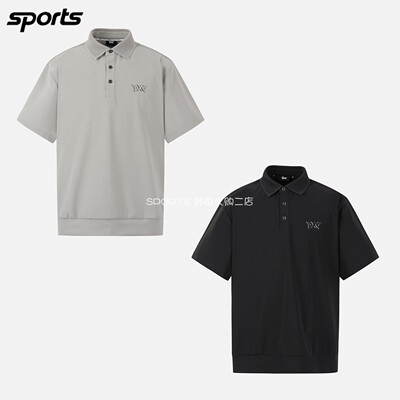 韩国代购PXG高尔夫球服26春夏男标志柔软弹力运动宽松翻领短袖T恤