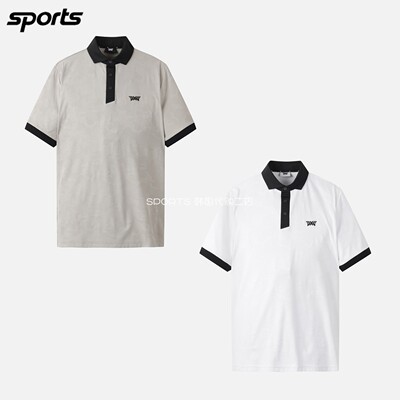 韩国代购PXG高尔夫球服26春夏男标志图案透气运动休闲翻领短袖T恤