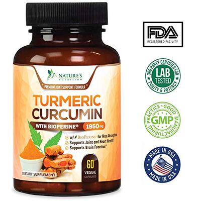 Turmeric Curcumin Max Potency 95% Curcuminoids 1950mg with B
