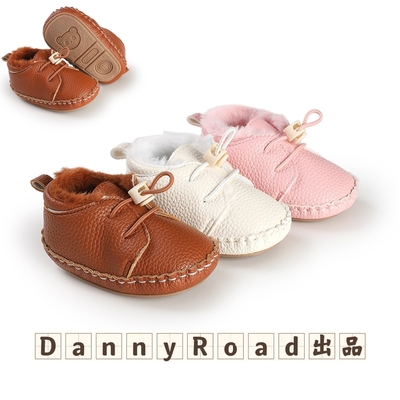 冬季新款婴儿鞋加绒小皮鞋棉鞋不掉鞋软底防滑学步鞋0-1岁宝宝鞋