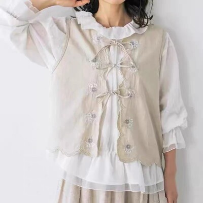 2026新款韩系重工刺绣镂空马甲+蕾丝拼接半   刺绣马甲炸清仓价