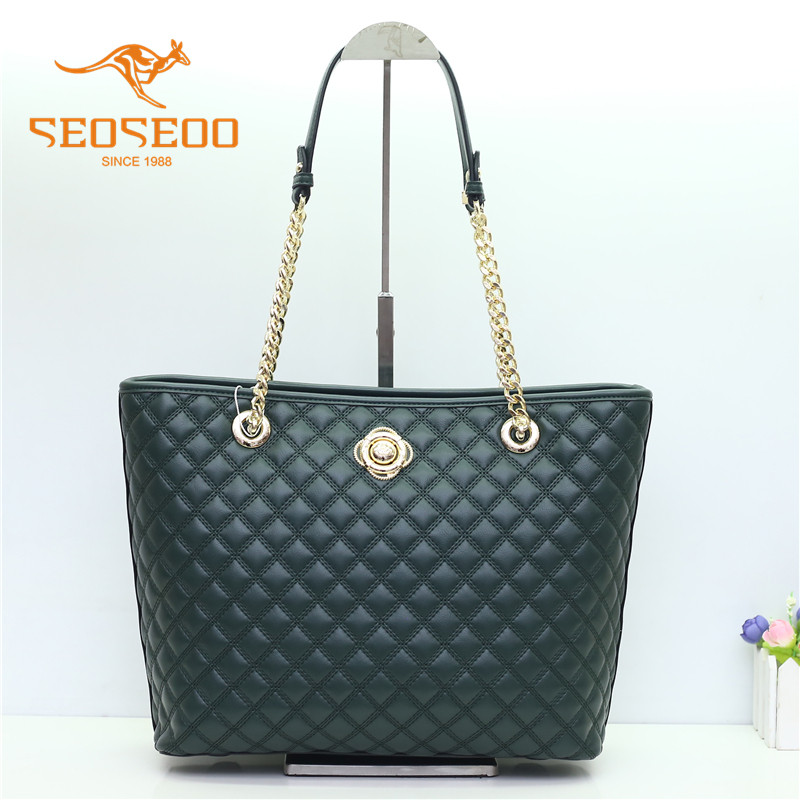SEOSEOO南奥袋鼠女包菱格托特包大容量轻奢小香风单肩包潮流百搭_虎窝淘